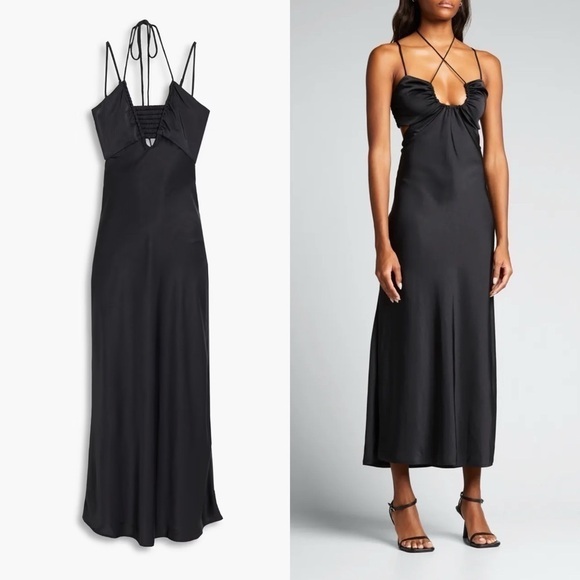 A.L.C. | Dresses | Alc Sienna Halter Neck Black Slip Midi Dress | Poshmark